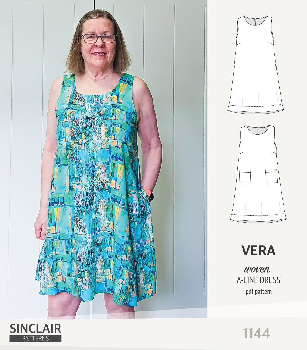 Vera A-line woven dress with pockets (PDF) – Sinclair Patterns