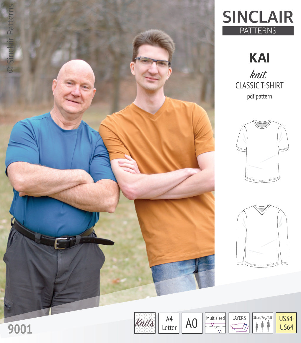 Kai semi fitted crew neck t-shirt for men (PDF) – Sinclair Patterns