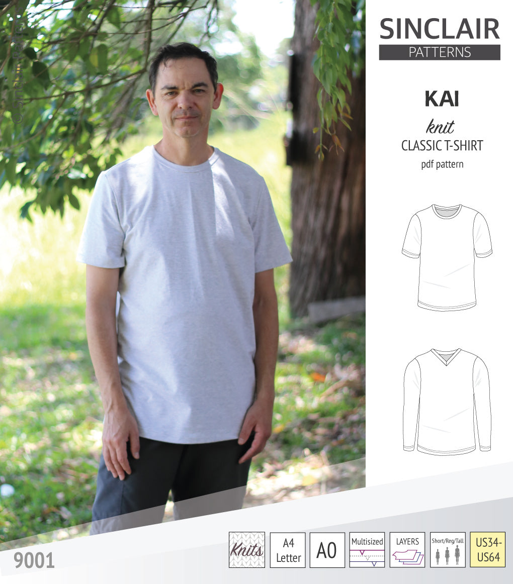 Kai semi fitted crew neck t-shirt for men (PDF) – Sinclair Patterns
