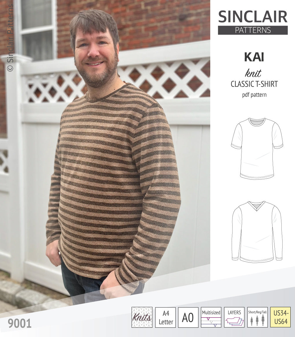 Kai semi fitted crew neck t-shirt for men (PDF) – Sinclair Patterns