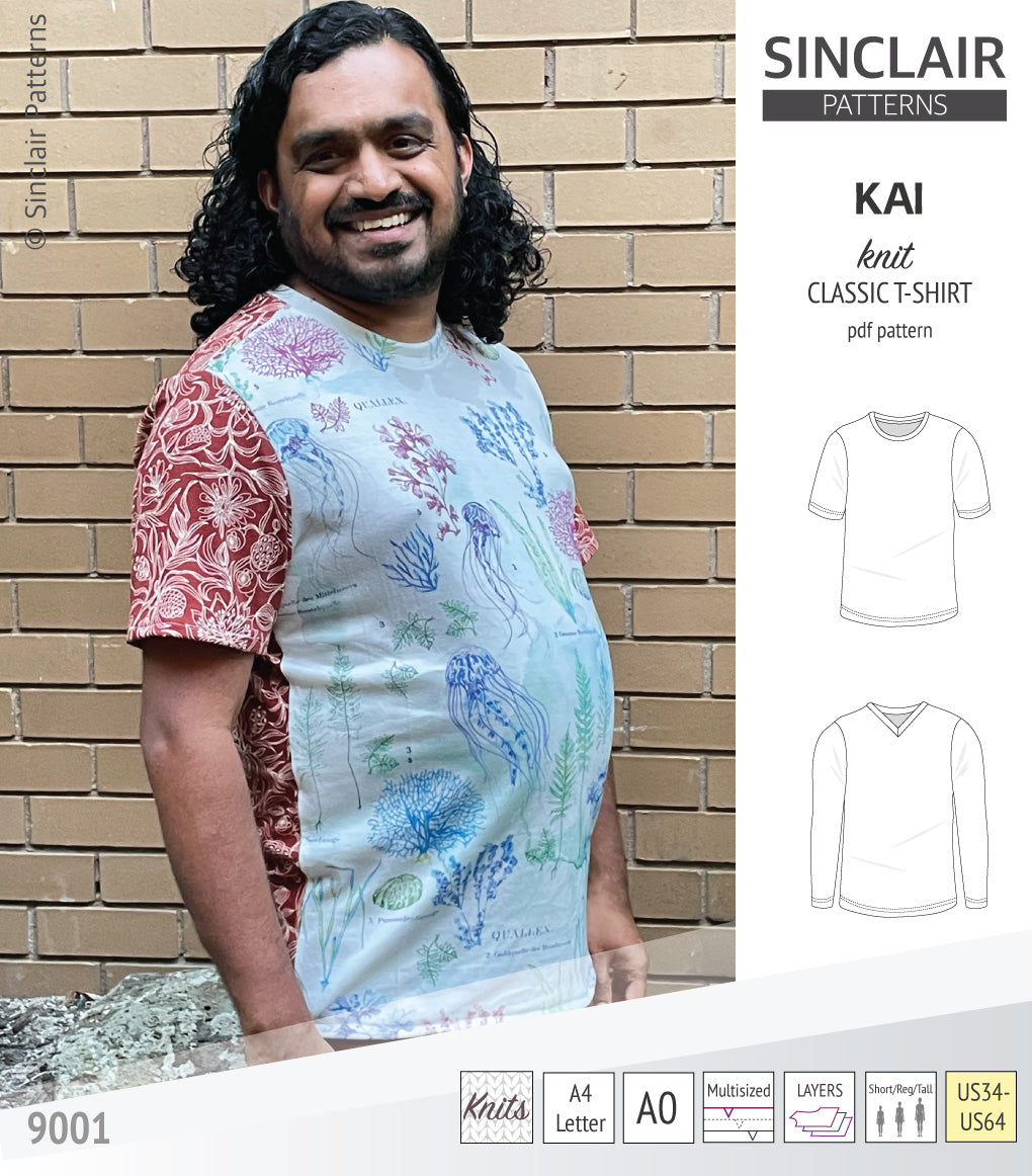 Kai semi fitted crew neck t-shirt for men (PDF) – Sinclair Patterns