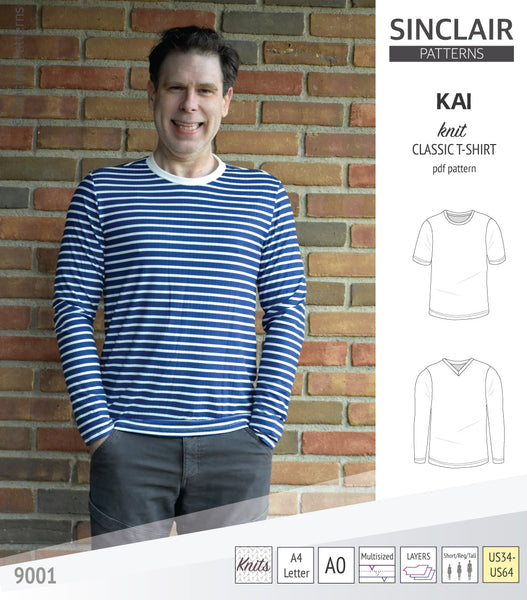 Kai semi fitted crew neck t-shirt for men (PDF) - Sinclair Patterns
