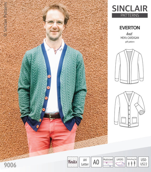 Everton classic knit cardigan for men (PDF) - Sinclair Patterns