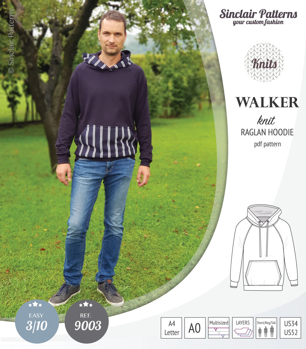 Walker classic raglan hoodie for men (PDF) – Sinclair Patterns