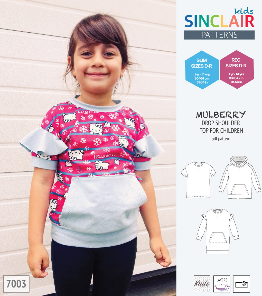 Mulberry drop shoulder top and hoodie for children (PDF SEWING PATTERN) – Sinclair Patterns