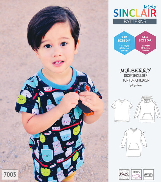 Mulberry drop shoulder top and hoodie for children (PDF SEWING PATTERN) - Sinclair Patterns