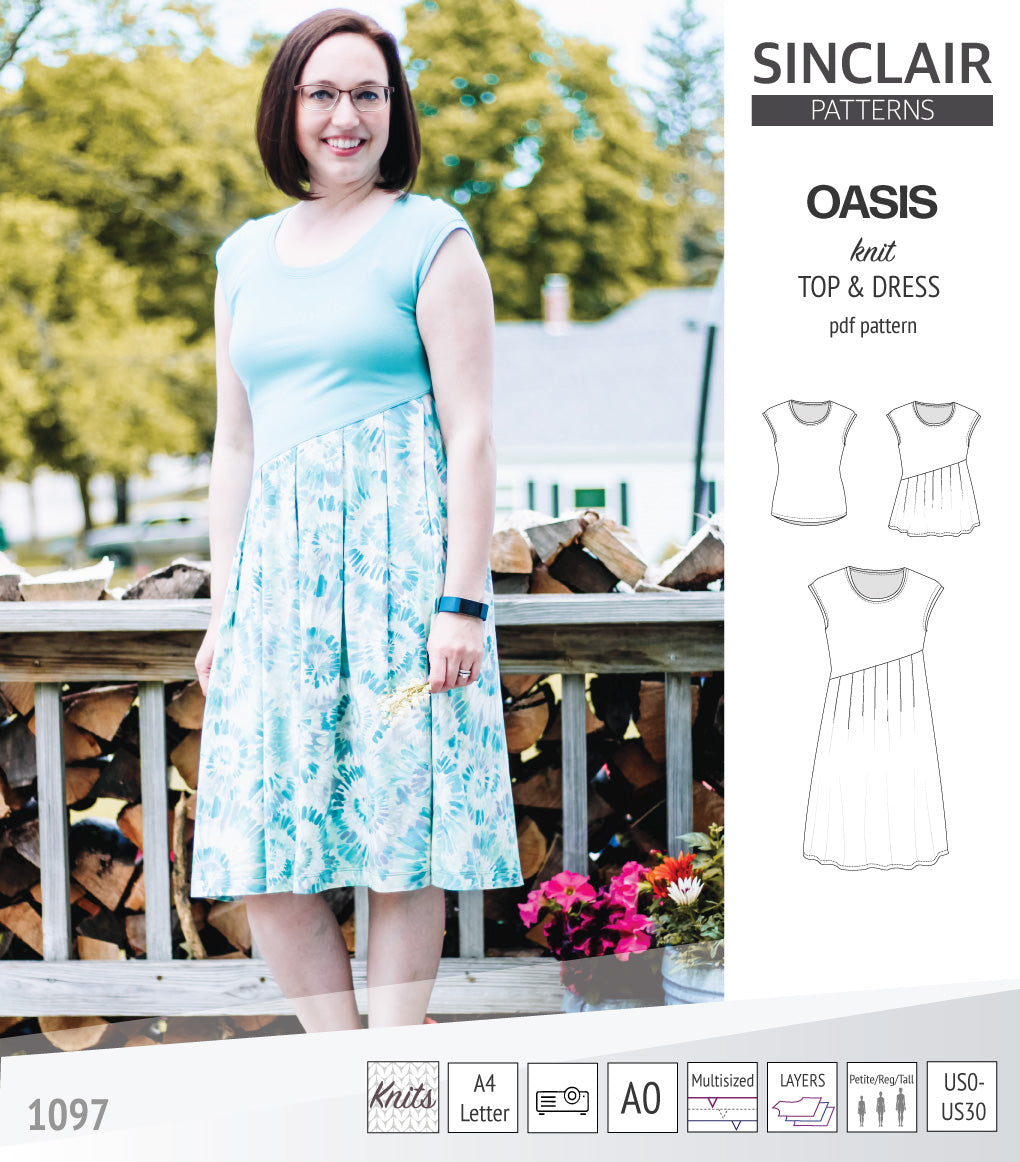 Oasis cap sleeve top and dress with pockets pdf sewing pattern ...