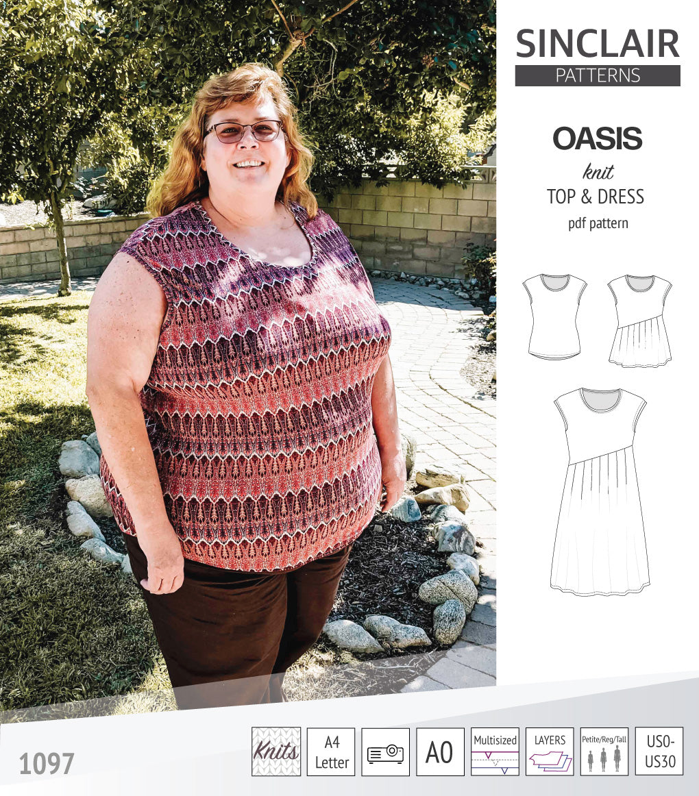 Oasis cap sleeve top and dress with pockets pdf sewing pattern ...