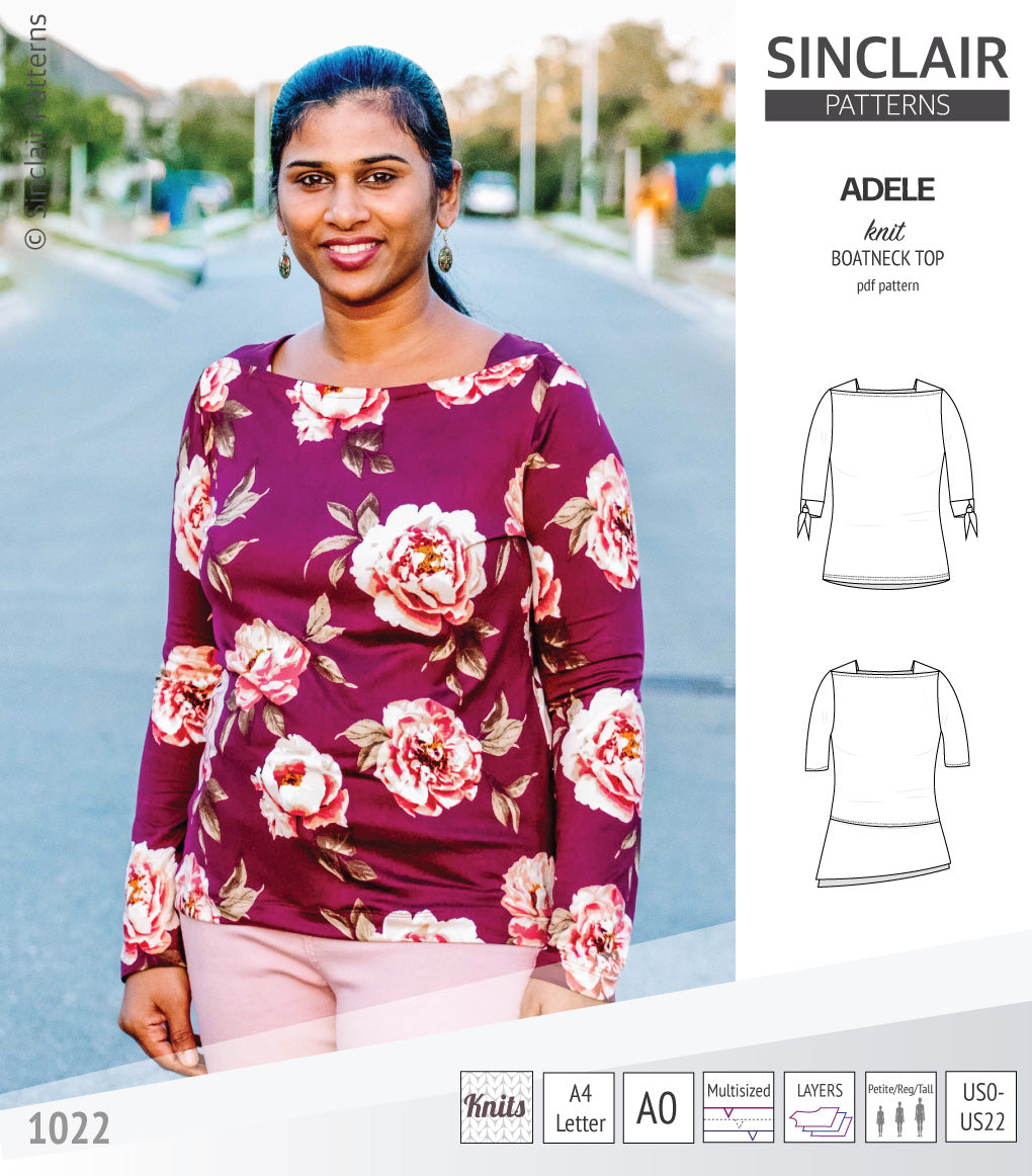 Adele knit boatneck top (PDF) – Sinclair Patterns