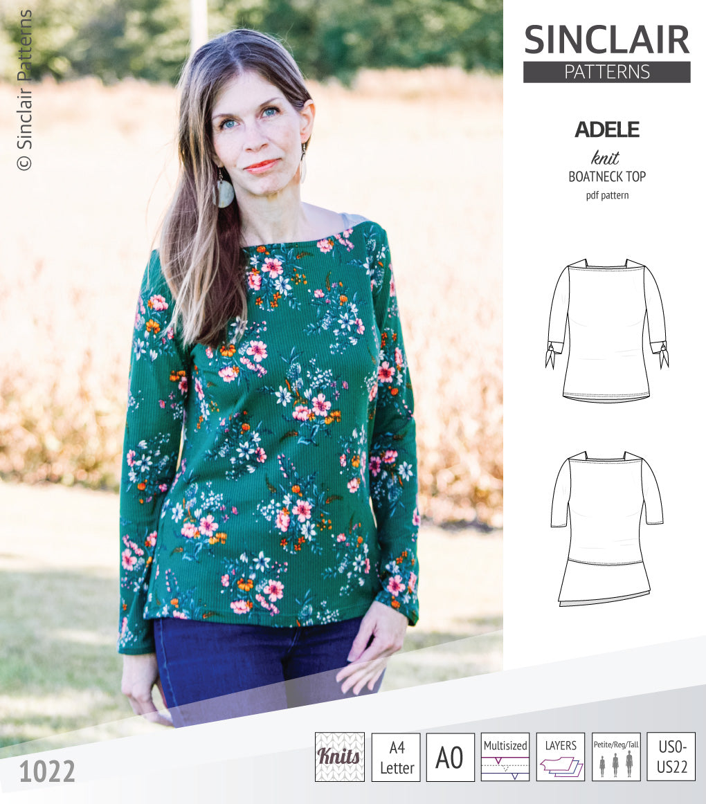 Adele knit boatneck top (PDF) – Sinclair Patterns