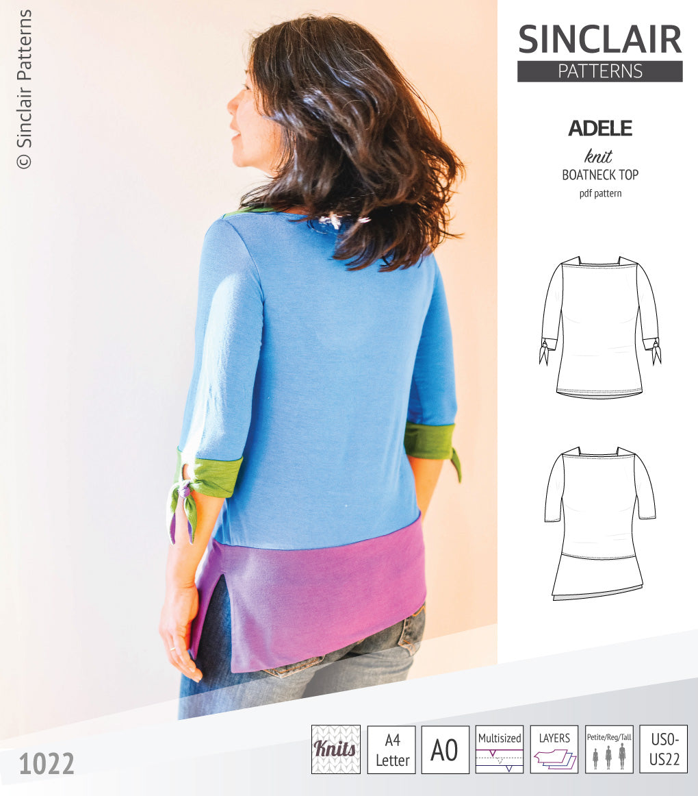 Adele knit boatneck top (PDF) – Sinclair Patterns