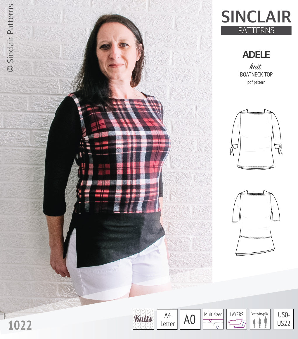 Adele knit boatneck top (PDF) – Sinclair Patterns