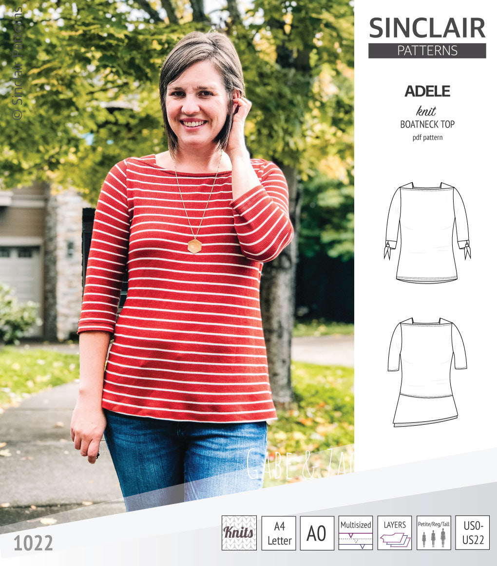 Adele knit boatneck top (PDF) – Sinclair Patterns