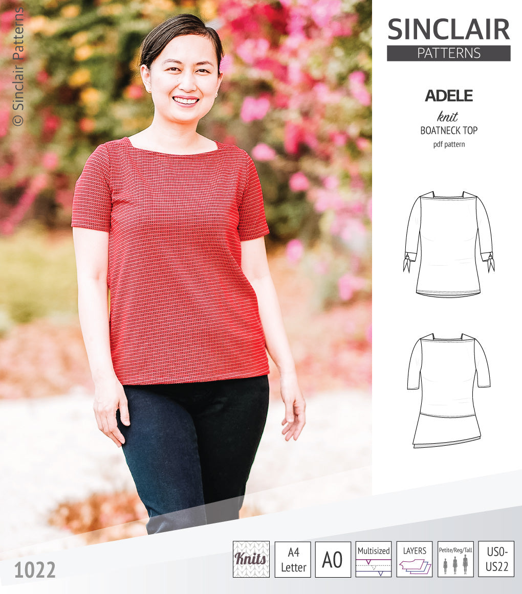 Adele knit boatneck top (PDF) – Sinclair Patterns
