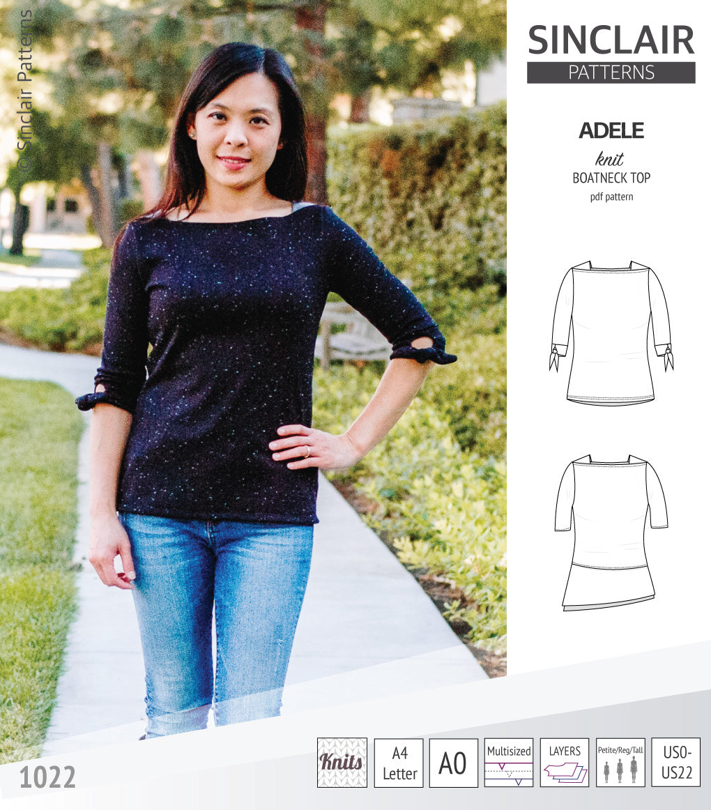 Adele knit boatneck top (PDF) – Sinclair Patterns