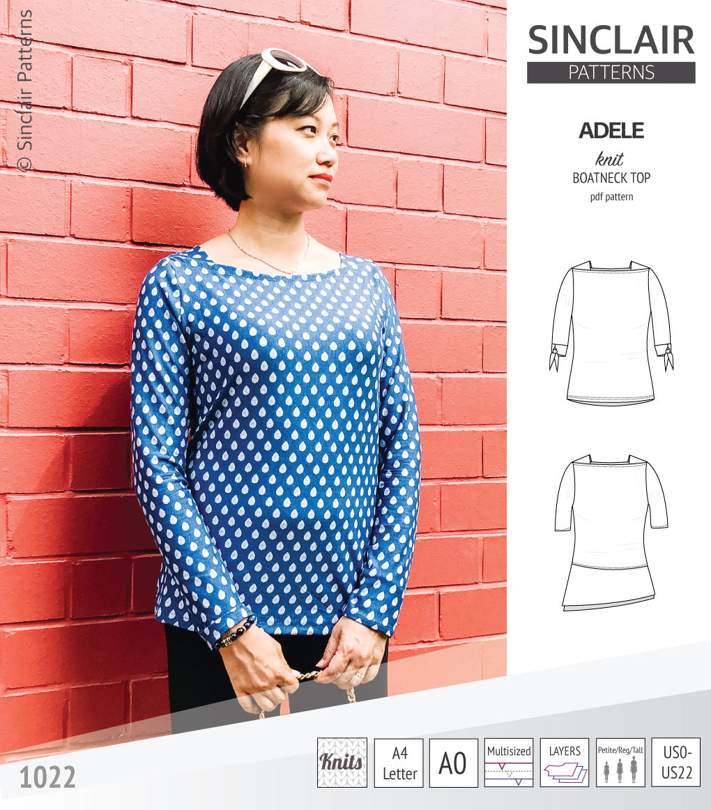Adele knit boatneck top (PDF) – Sinclair Patterns