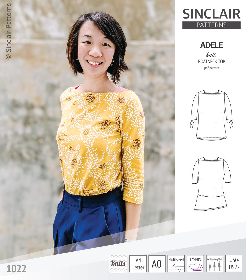 Adele knit boatneck top (PDF) – Sinclair Patterns