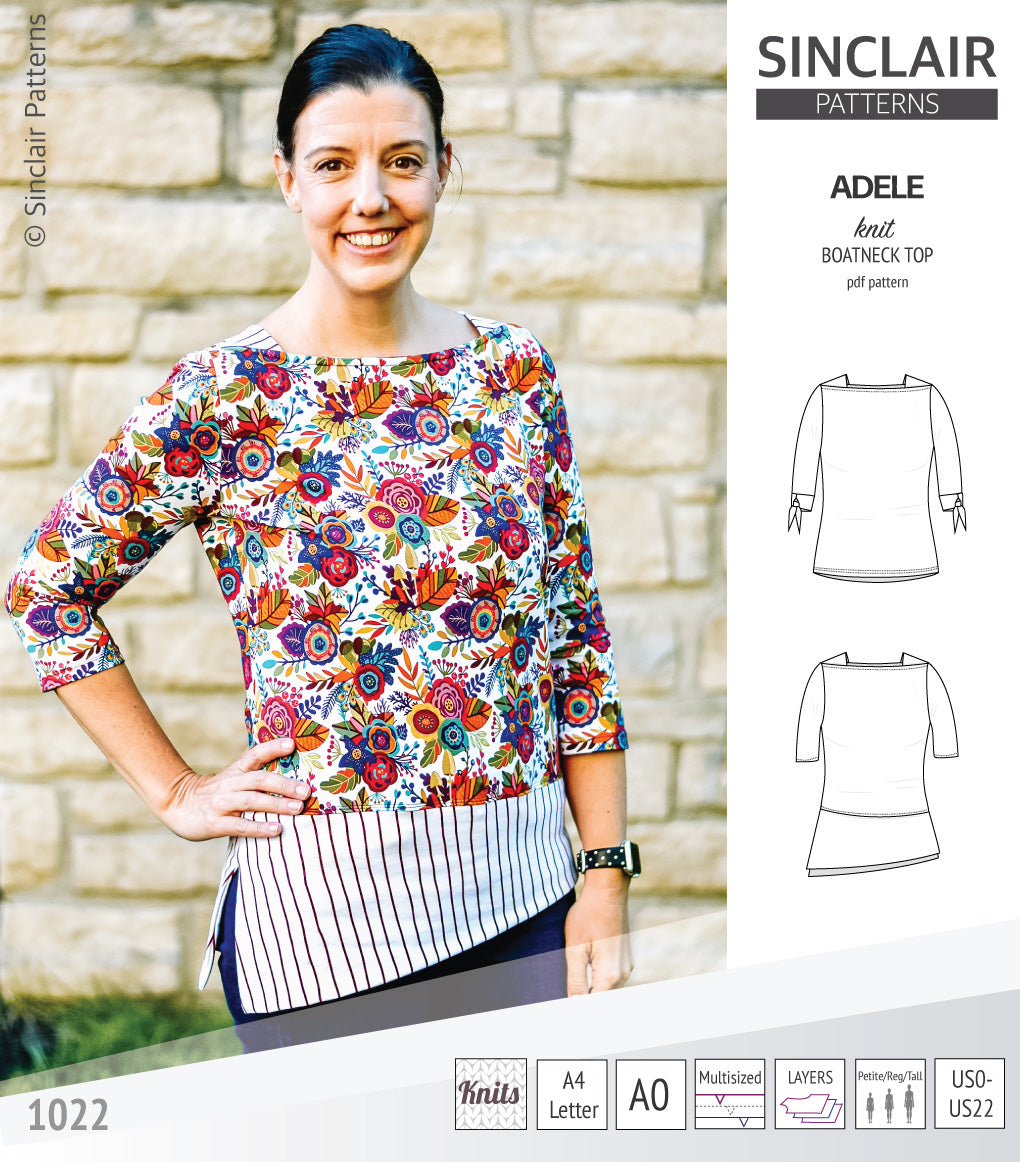 Adele knit boatneck top (PDF) – Sinclair Patterns