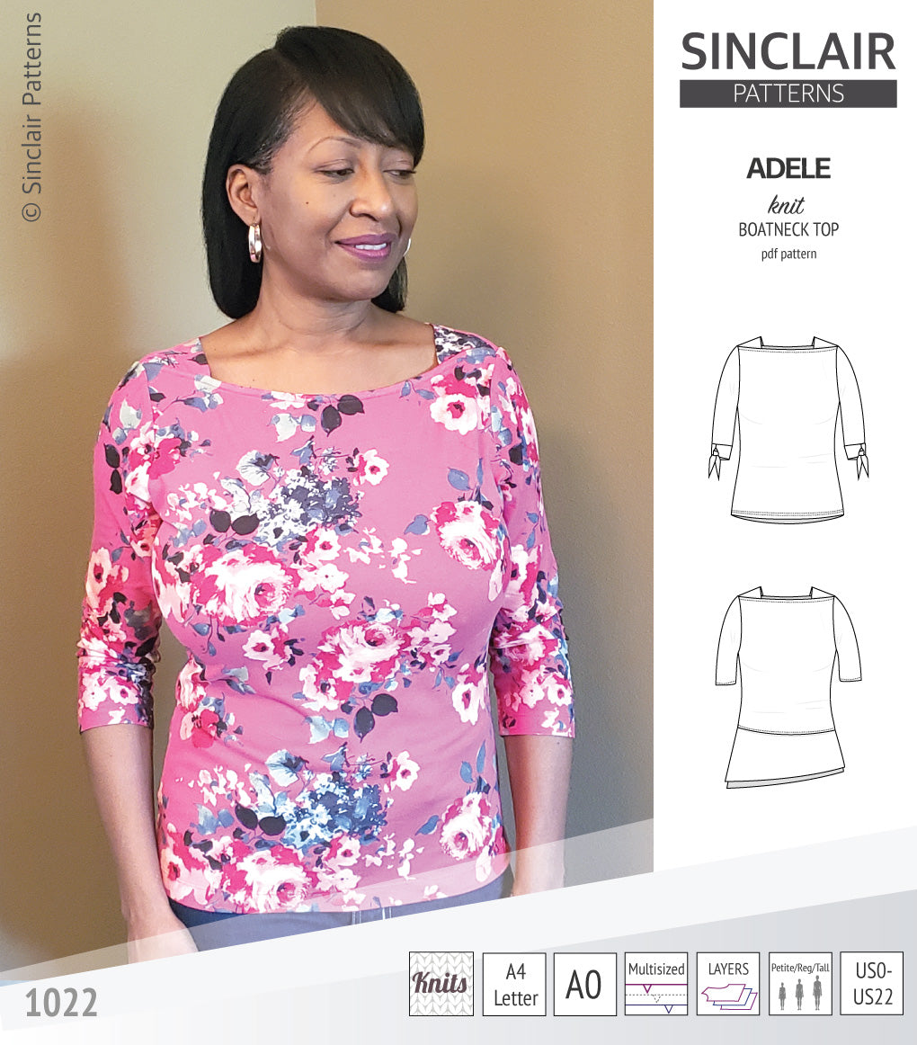 Adele knit boatneck top (PDF) – Sinclair Patterns