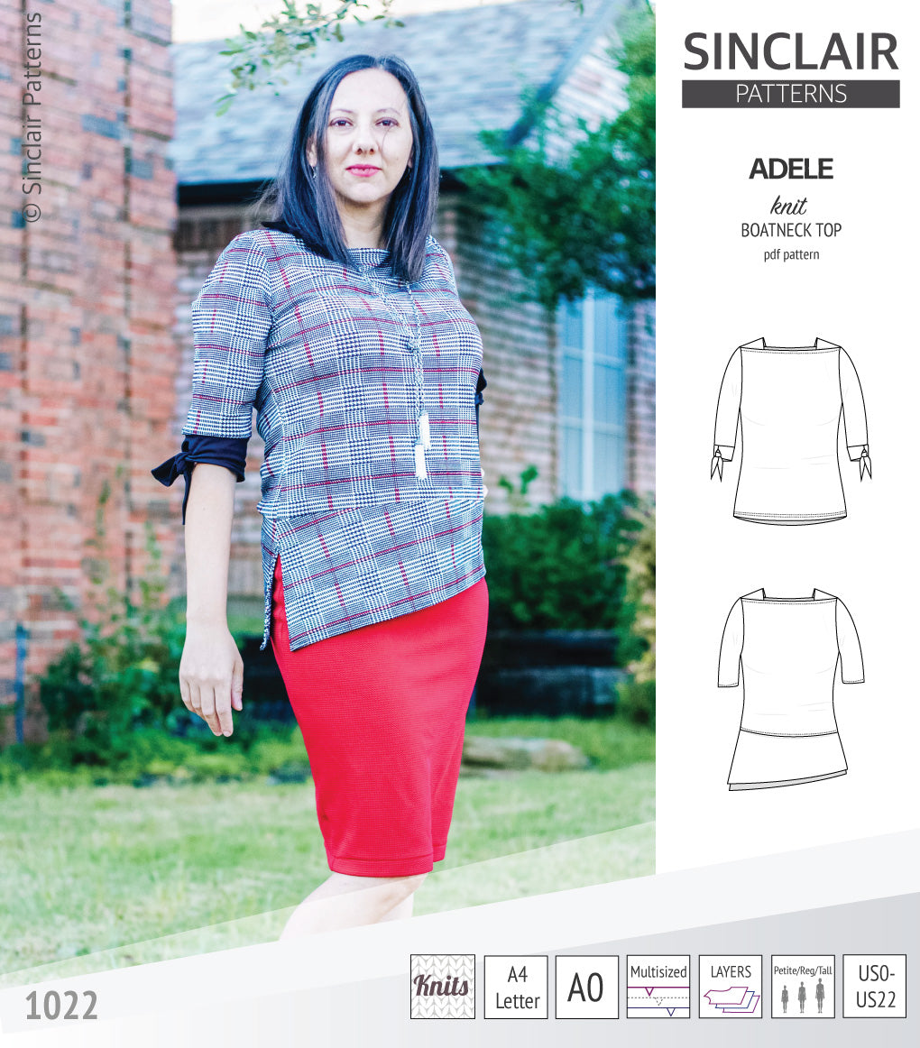 Adele knit boatneck top (PDF) – Sinclair Patterns