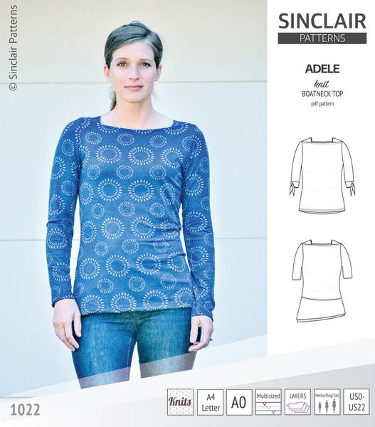 Adele knit boatneck top (PDF) - Sinclair Patterns