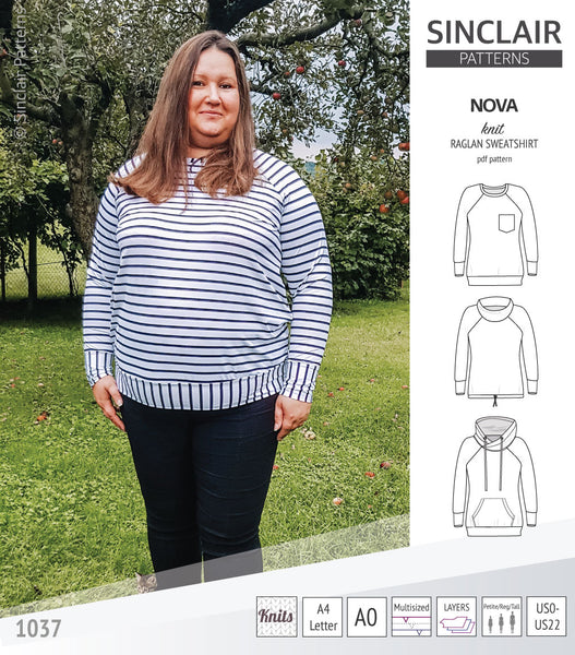 Nova knit raglan sweatshirt for women (PDF) - Sinclair Patterns