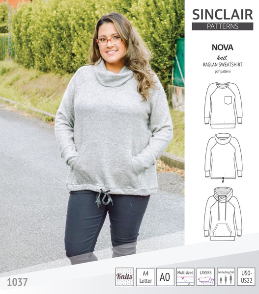 Nova knit raglan sweatshirt for women (PDF) - Sinclair Patterns