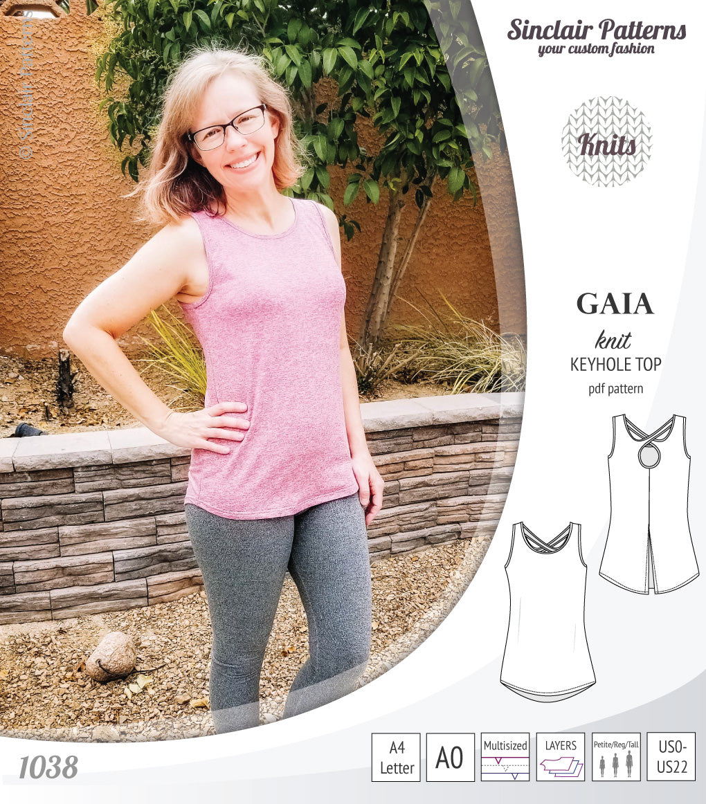 Gaia knit tank top with a keyhole accent (PDF) – Sinclair Patterns