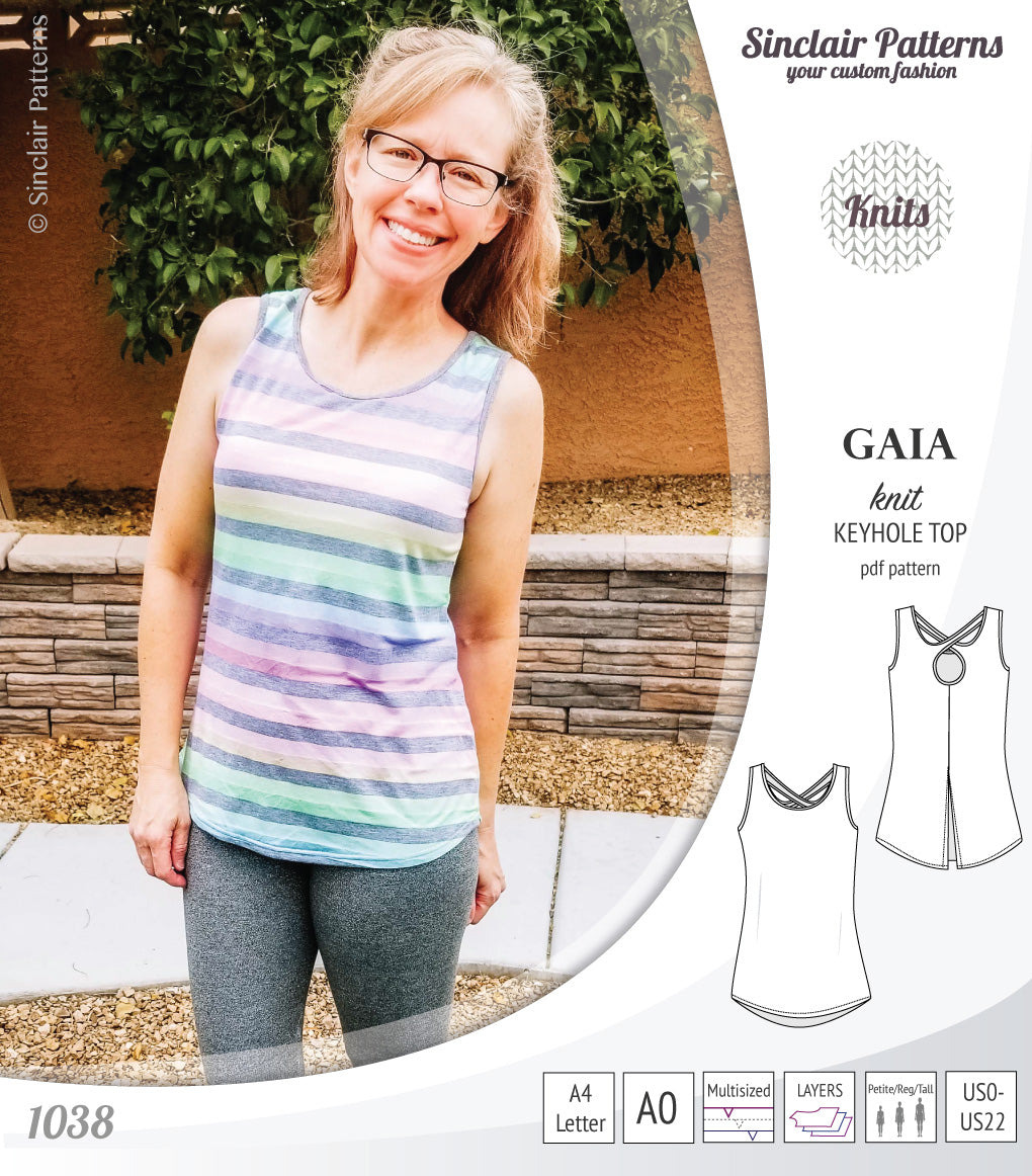 Gaia knit tank top with a keyhole accent (PDF) – Sinclair Patterns