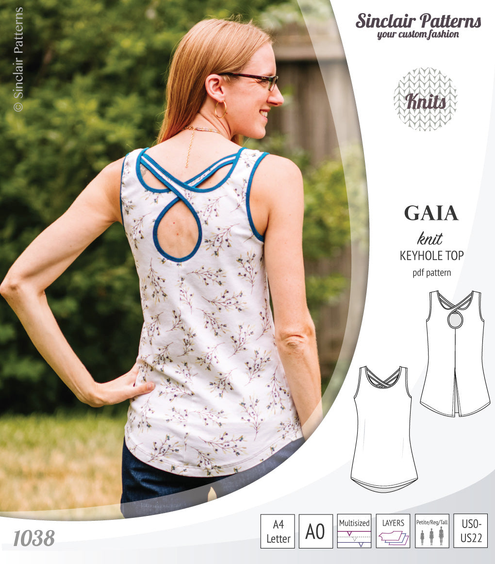 Gaia knit tank top with a keyhole accent (PDF) – Sinclair Patterns