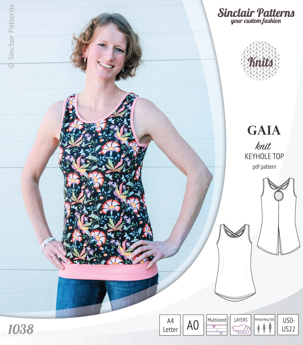 Gaia knit tank top with a keyhole accent (PDF) – Sinclair Patterns