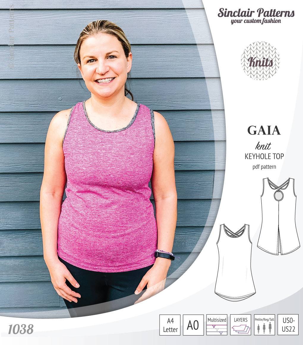 Gaia knit tank top with a keyhole accent (PDF) – Sinclair Patterns