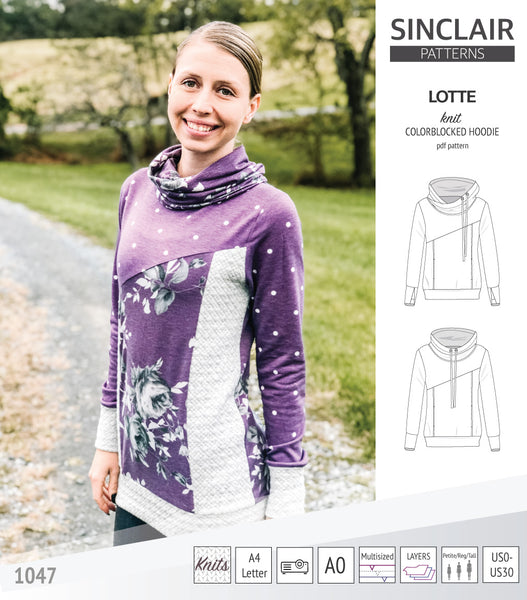 Lotte colorblocked hoodie for women (PDF) - Sinclair Patterns
