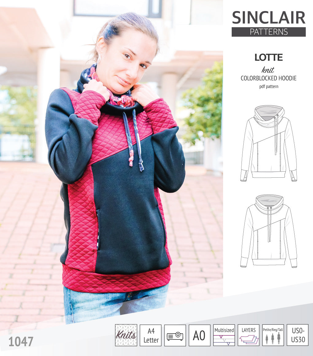 Lotte colorblocked hoodie for women (PDF) – Sinclair Patterns