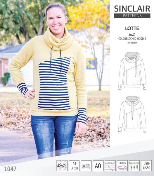 Lotte colorblocked hoodie for women (PDF) - Sinclair Patterns
