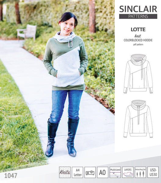 Lotte colorblocked hoodie for women (PDF) - Sinclair Patterns