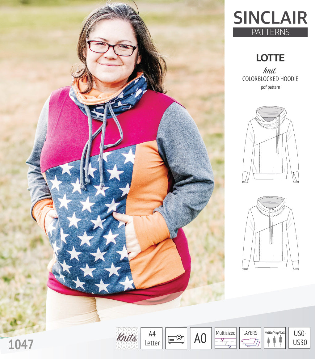 Lotte colorblocked hoodie for women (PDF) – Sinclair Patterns