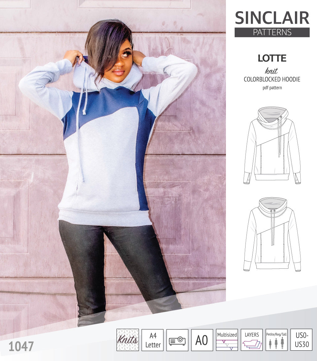 Lotte colorblocked hoodie for women (PDF) – Sinclair Patterns
