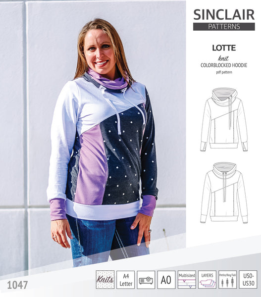 Lotte colorblocked hoodie for women (PDF) - Sinclair Patterns