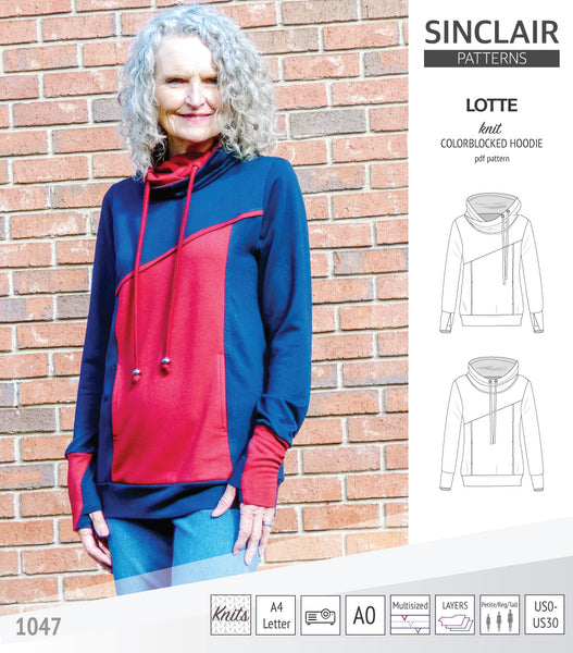 Lotte colorblocked hoodie for women (PDF) - Sinclair Patterns