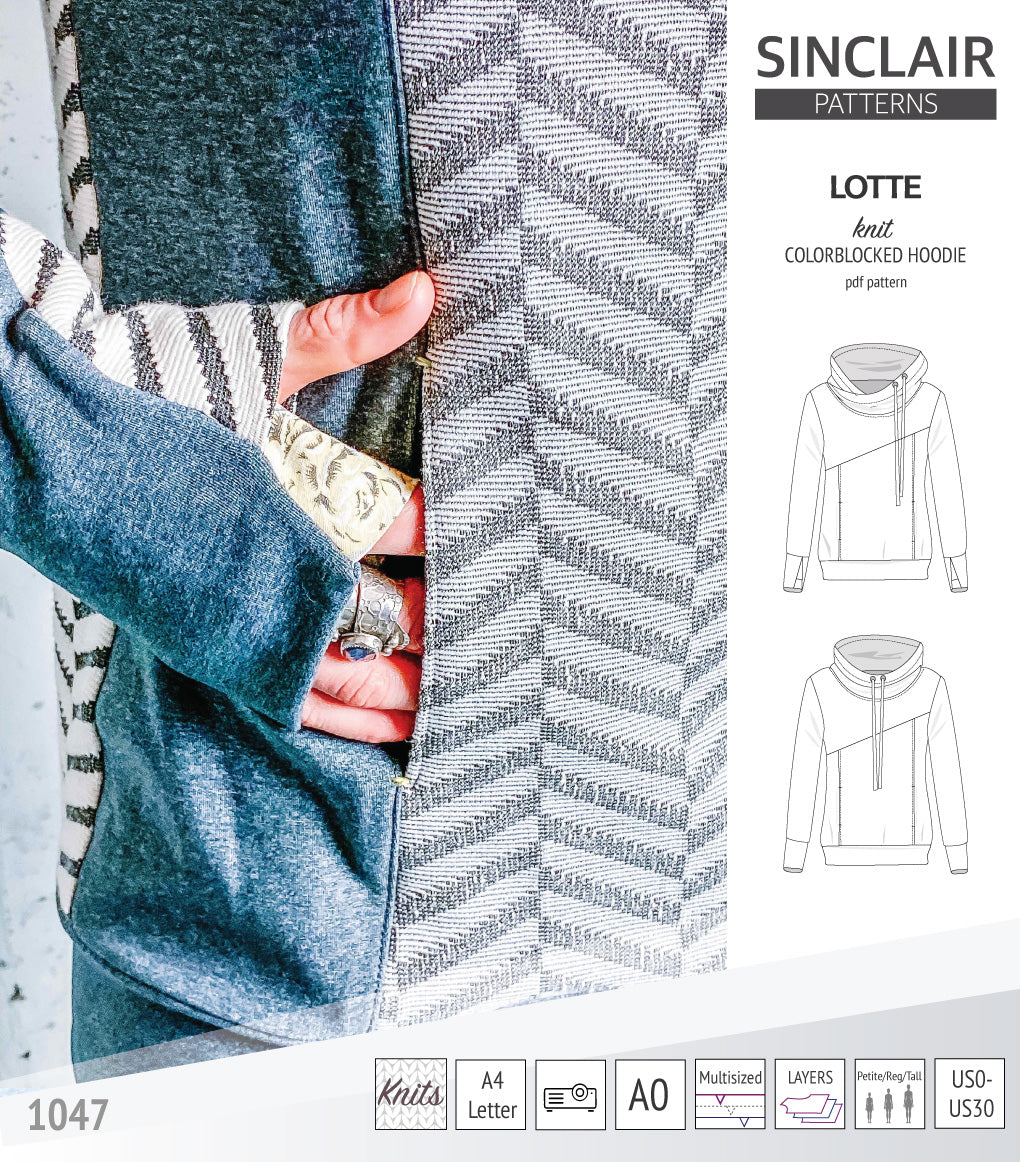 Lotte colorblocked hoodie for women (PDF) – Sinclair Patterns