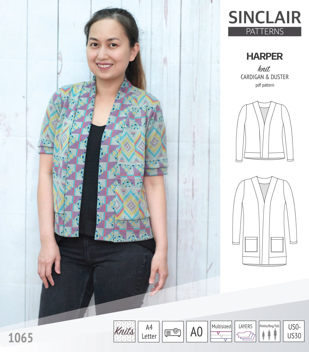 (Free) Harper classic knit cardigan and duster (PDF sewing pattern ...