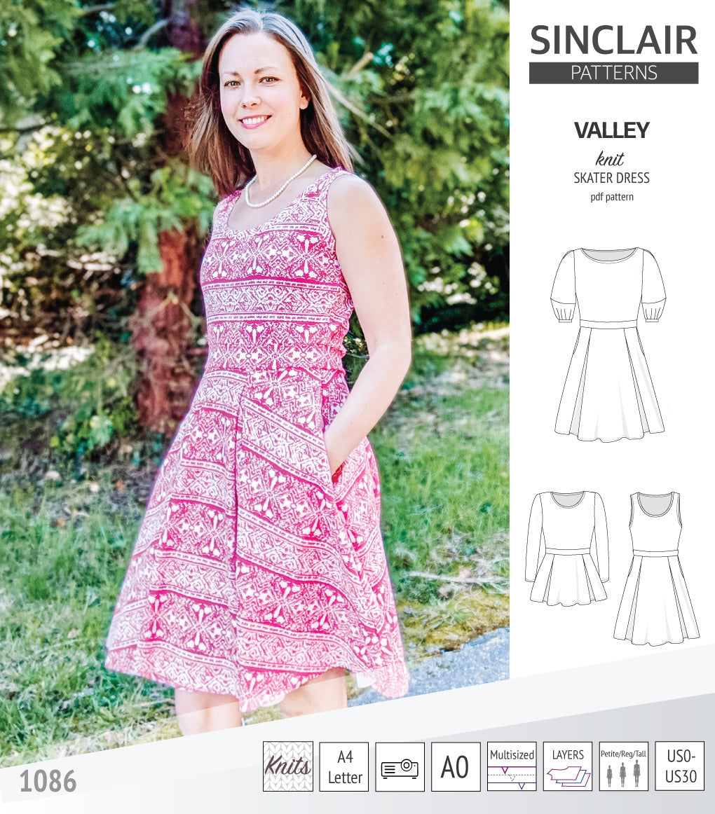 Valley knit skater dress with lantern sleeves and other options (PDF ...