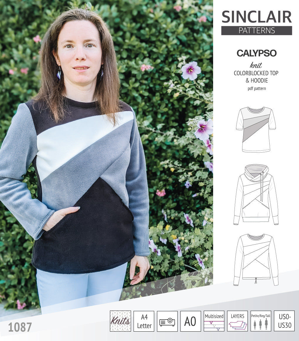 Calypso colorblocked top and hoodie for women (PDF) – Sinclair Patterns