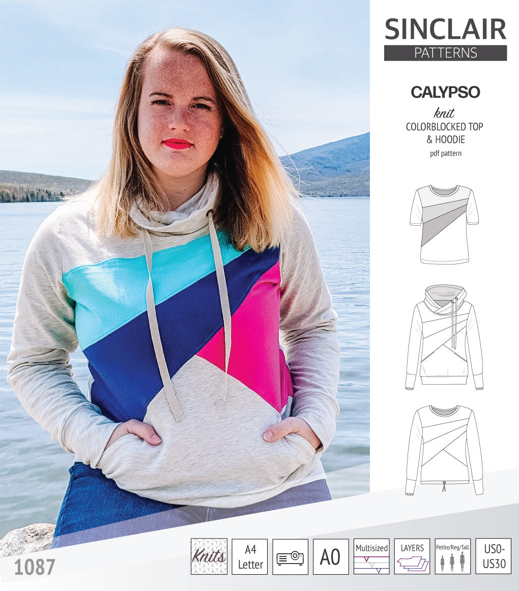 Calypso colorblocked top and hoodie for women (PDF) – Sinclair Patterns