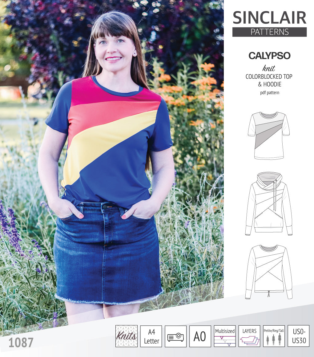 Calypso colorblocked top and hoodie for women (PDF) – Sinclair Patterns