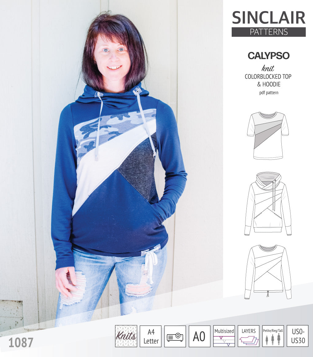 Calypso colorblocked top and hoodie for women (PDF) – Sinclair Patterns