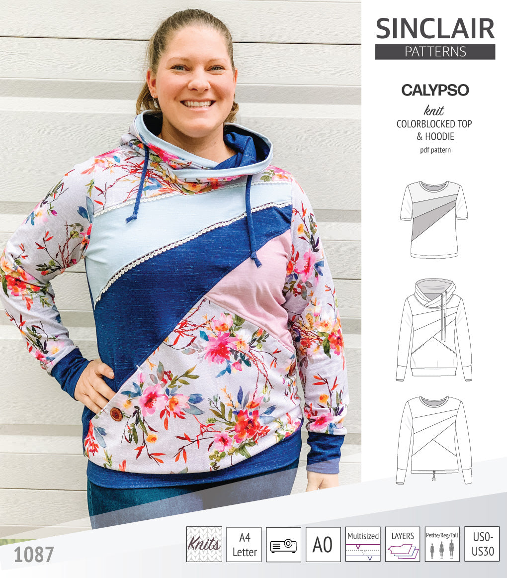 Calypso colorblocked top and hoodie for women (PDF) – Sinclair Patterns