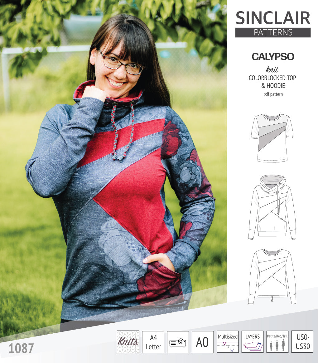 Calypso colorblocked top and hoodie for women (PDF) – Sinclair Patterns