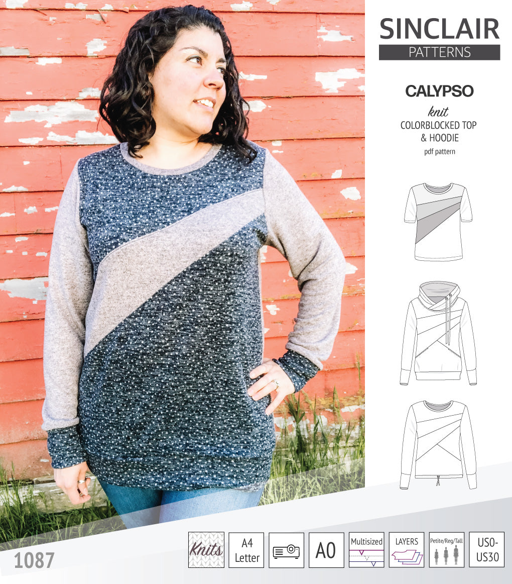 Calypso colorblocked top and hoodie for women (PDF) – Sinclair Patterns